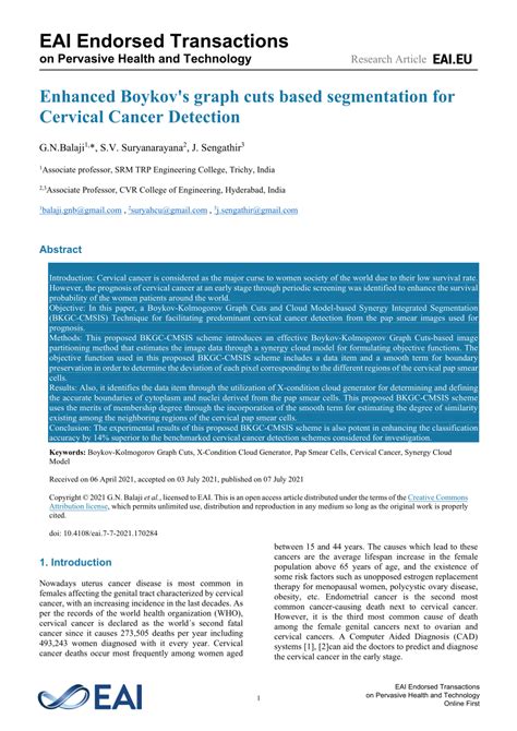 Pdf Enhanced Boykovs Graph Cuts Based Segmentation For Cervical