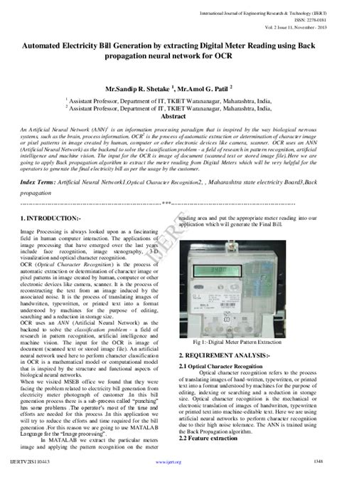 Pdf Automated Electricity Bill Generation By Extracting Digital Meter Reading Using Back