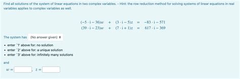 Solved Find All Solutions Of The System Of Linear Equations Chegg