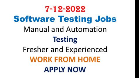 7 12 2022 Software Testing Jobs Automation And Manual Testing Vacancies Softwaretestingjobs
