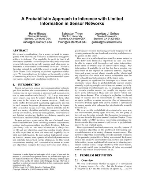 Probablistic Inference With Limited Information Pdf Internet Of Things Internet