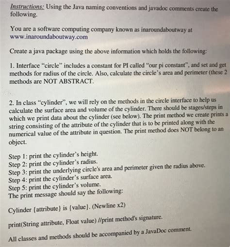 Solved Instructions Using The Java Naming Conventions And