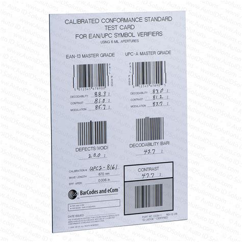 GS1 Calibrated Conformance Standard Test Card UPC EAN And Other 6 Mil