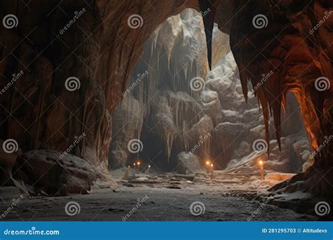 Ancient Lava Flow Remains Captured In A Cave Stock Illustration