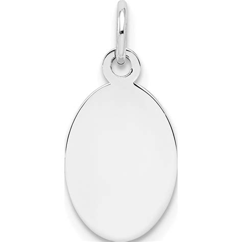 Sterl Silver Rh Plt Engraveable Oval Polished Frontsatin Back Disc