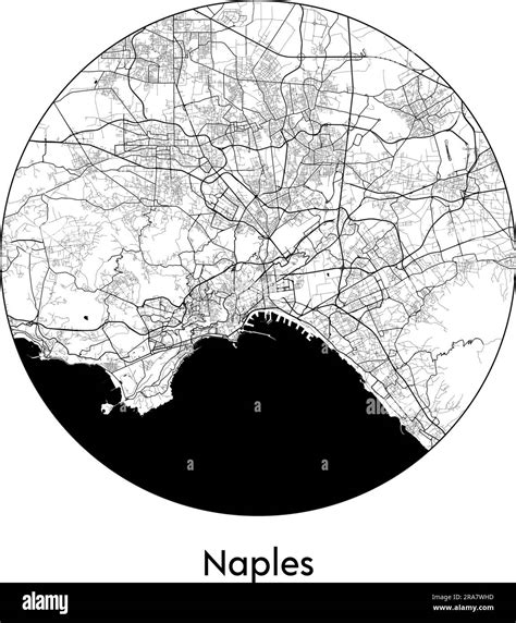 City Map Naples Italy Europe Vector Illustration Black White Stock