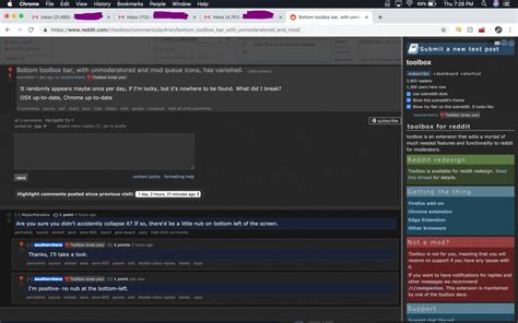 Bottom Toolbox Bar With Unmoderatored And Mod Queue Icons Has