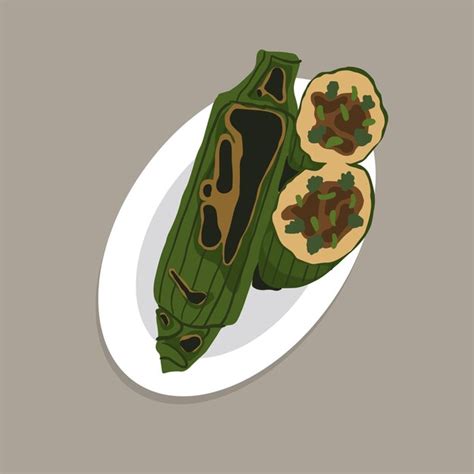 구운 쌀 또는 Nasi Bakar는 아시아 요리를 위한 맛있는 전통 자바 인도네시아 음식 중 하나입니다 프리미엄 벡터