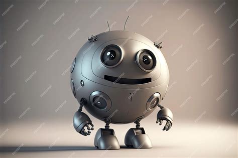Premium Photo Friendly Smiling Chatbot Robot With Gray Body And Round Sensors In Its Head