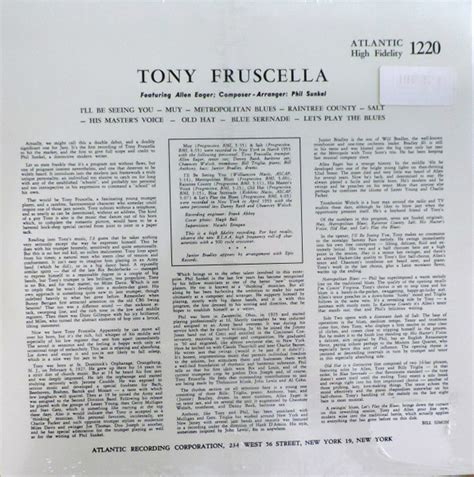 Tony Fruscella Tony Fruscella Vinyl Lp Album Reissue R16106830 Discogs