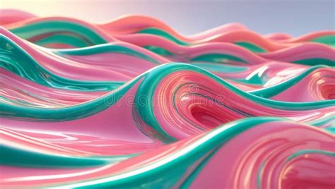 Dreamlike 3d Liquid Ballet Soft Peach And Teal Fluid Waves In Ethereal