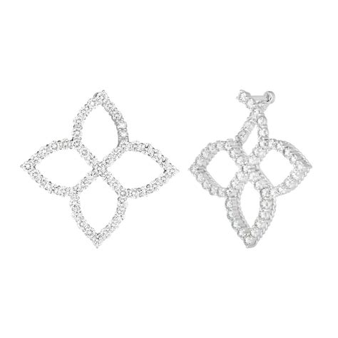 Roberto Coin 18k White Gold Diamond Princess Outline Drop Earrings