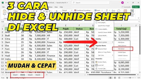 Cara Menyembunyikan Sheet Di Excel And Bagaimana Memunculkan Kembali