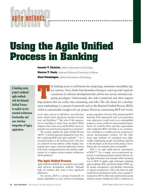Pdf Using The Agile Unified Process In Banking