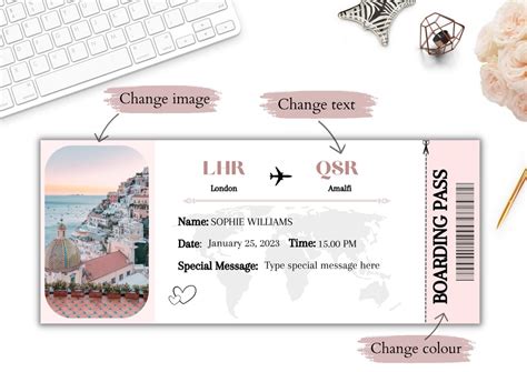Editable Boarding Pass Template Printable Surprise Trip Ticket Digital Download Flight Ticket