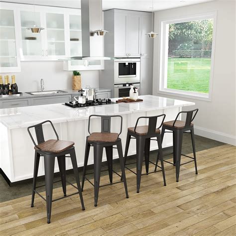 Snapklik Aklaus 24 Inch Swivel Bar Stools Set Of 4 Metal Bar Stools