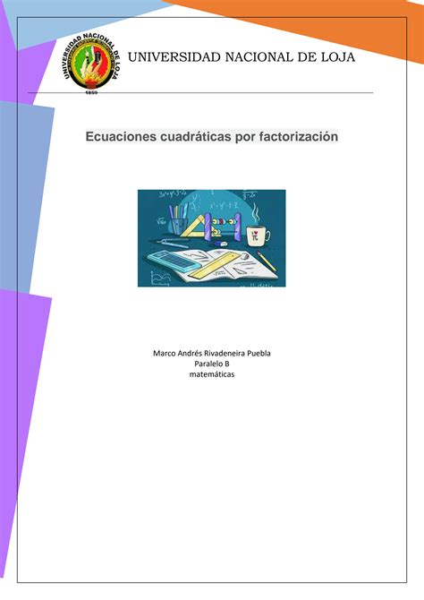 Solution Matematicas Ecuaciones Cuadraticas Por Factorizacion Studypool