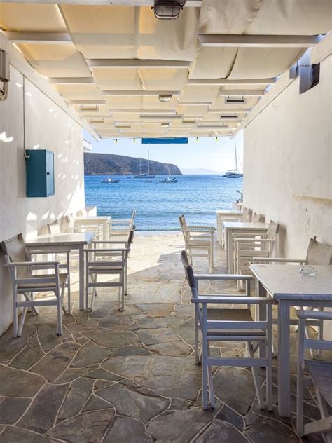 A Restaurant On Vathi Beach Sifnos Greece The Beach Stretches For
