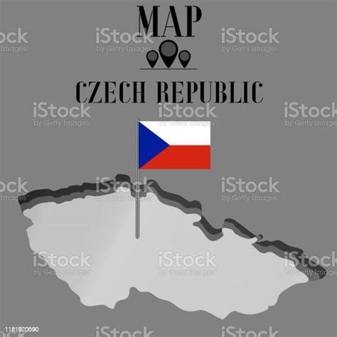 捷克共和國勾勒出世界地圖輪廓剪影與國旗在旗杆向量插圖設計孤立背景物件元素符號從國家設置向量圖形及更多一個物體圖片 一個物體 世界地圖