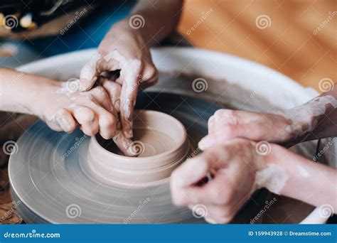 Woman Potter Teaching The Art Of Pot Making Stock Photo Image Of Dirty Artist
