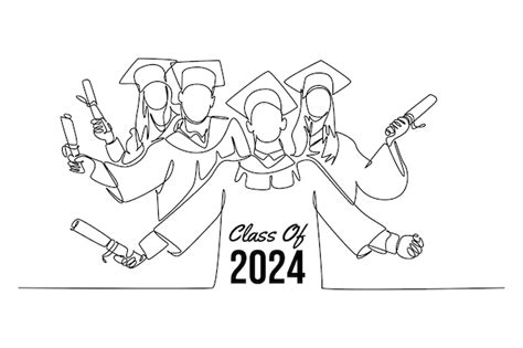 Premium Vector Class Of 2024 Concept Single Line Draw Design Vector