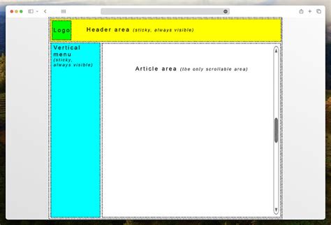 create a simple layout with scrollable article area how to bricks