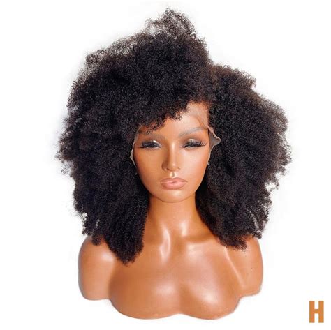 Afro Kinky Curly Wig With Bang Deep Part Synthetic Lace Front Wigs For