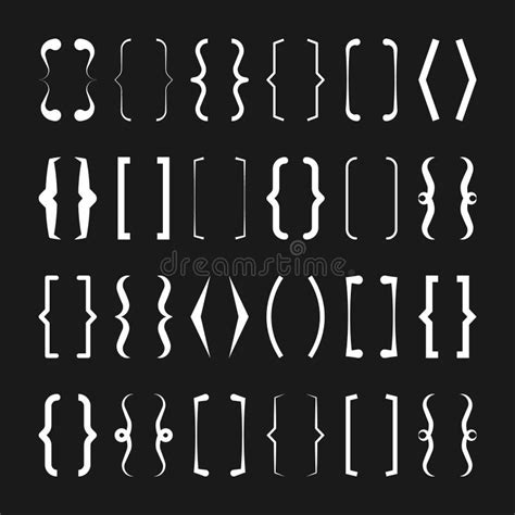 Text Brackets Collection White Quotation Box Curly Square And Corner