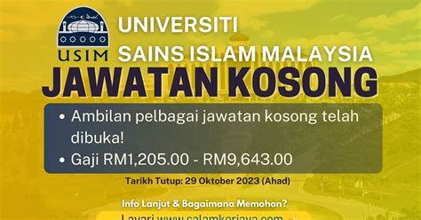 Pelbagai Jawatan Kosong Universiti Sains Islam Malaysia Usim ~ Gaji
