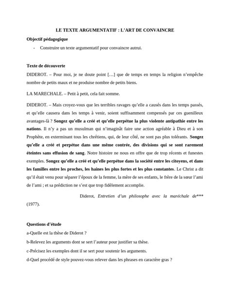 S1 B 2 Le Texte Argumentatif Lart De Convaincre Pdf
