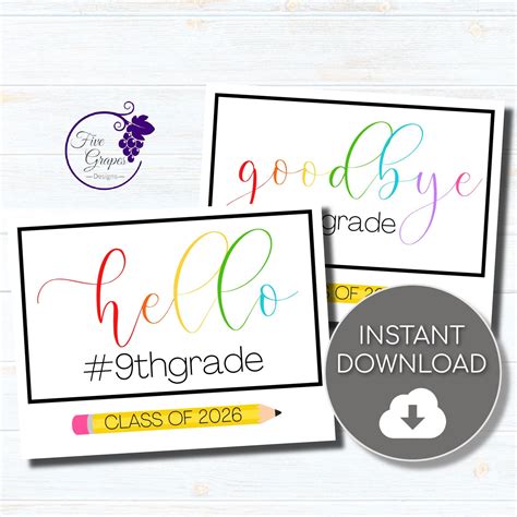 First Day 9th Grade Sign First Day Ninth Grade Printable Etsy