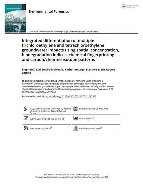 Pdf Integrated Differentiation Of Multiple Trichloroethylene And