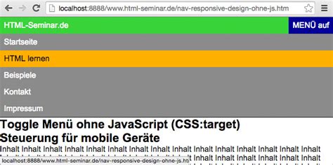 Steuerung über MenÜ Button Ohne Javascript Schritt 34