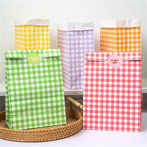 Simshotus 40 Pack Party Favor Bags Colorful Square Gird