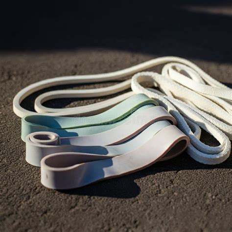 Exercise Resistance Loops And A Rope On A Surface The Loops Are Made Of Rubber In Stock