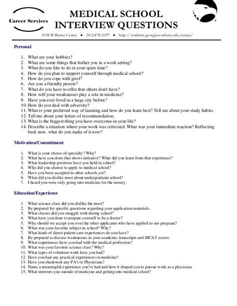 Medical School Interview Questions