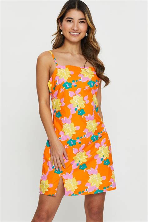 Womens Print Mini Dress Square Neck Ally Fashion
