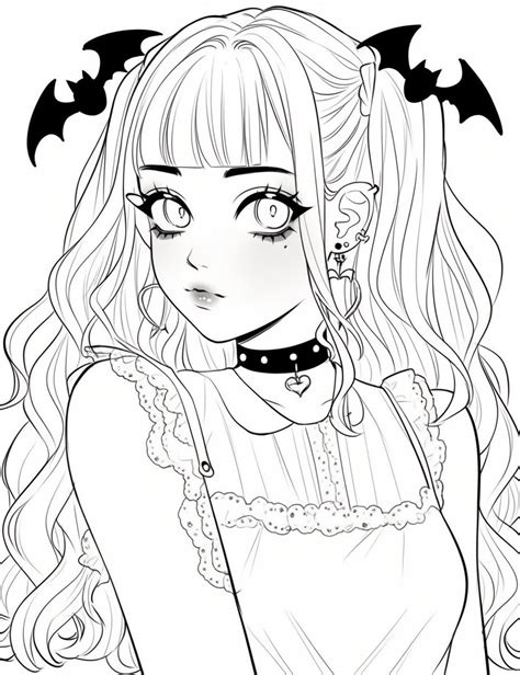 Chibi Girl Coloring Book Cute Coloring Pages For Teens And Adults In Kawaii Style Large Pages