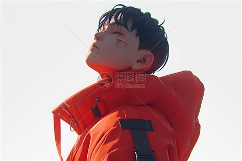 阳光下穿着红色羽绒服的男人插画图片下载 正版图片601063438 摄图网