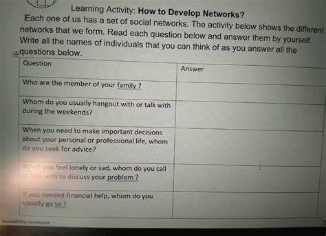Learning Activity How To Develop Networks Studyx