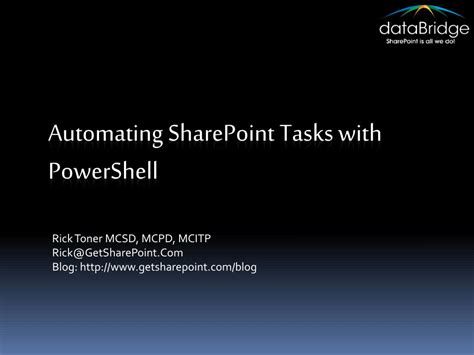 PPT Automating SharePoint Tasks With PowerShell PowerPoint Presentation ID