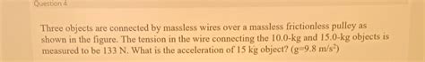 Solved Three Objects Are Connected By Massless Wires Over A