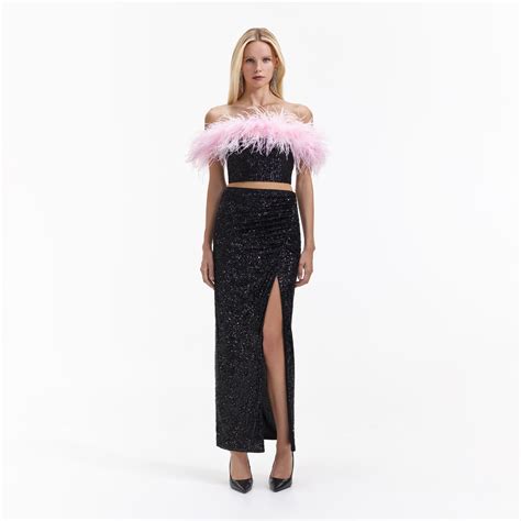 Black Sequin Maxi Skirt Self Portrait