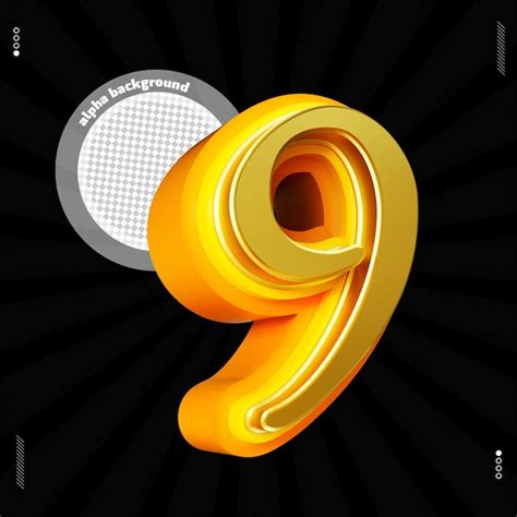 Premium Psd D Render Number Font Yellow