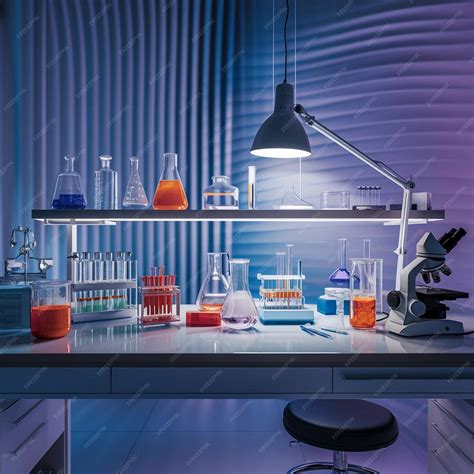 Vibrant And Organized Modern Lab Workspace Premium Ai Generated Image