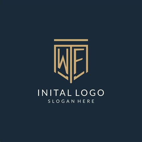 Initial Wf Shield Logo Monoline Style Modern And Luxury Monogram Logo
