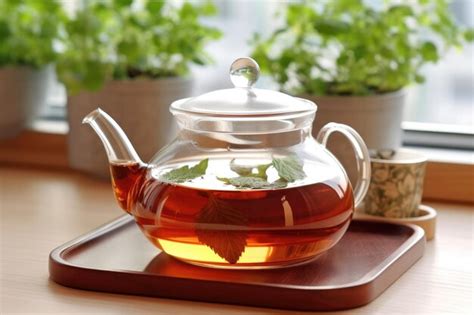 Premium Ai Image Tea Pot With A Glass Of Tea Ai Generated
