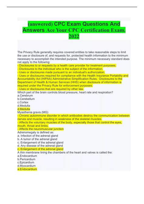 Answered Cpc Exam Questions And Answers Ace Your Cpc Certification Answered Cpc Exam Questions And Answers Ace Your Cpc Certification