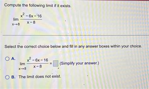 Solved Compute the following limit if it | Chegg.com