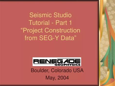 PPT Seismic Studio Tutorial Part Project Construction From SEG Y Data PowerPoint